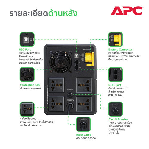APC BX2200MI-MS 1200WATT, 2200VA Back-UPS Universal Sockets UPS for PC ...