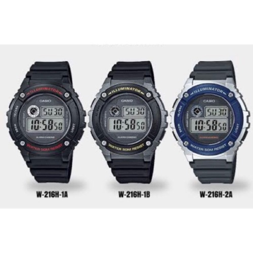 CASIO ของแท้ รุ่น W-216H W-217H นาฬิกาข้อมือผู้ชาย พร้อมกล่องและรับ ...