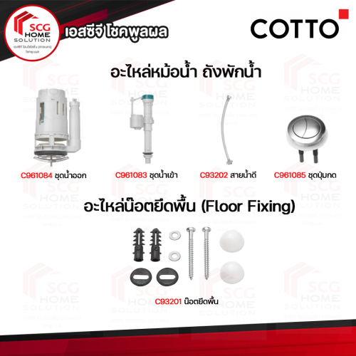 โถสุขภัณฑ์ชิ้นเดียว COTTO C11000 สีขาว One | Thisshop