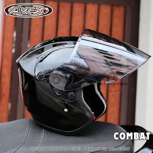 หมวกกันน็อค (Open Face) AVEX รุ่น Combat ไซส์ใหญ่ XXL 63-64 cm. ชิลล์หน้าสีเทา มาตรฐาน มอก. สี ...