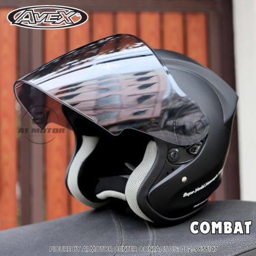 หมวกกันน็อค (Open Face) AVEX รุ่น Combat ไซส์ใหญ่ XXL 63-64 cm. ชิลล์หน้าสีเทา มาตรฐาน มอก. สี ...