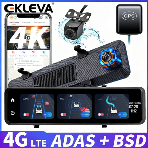 EKLEVA กล้องติดรถยนต์กล้อง12นิ้ว4G + 4K 3840*2160P 2ตัว ADAS BSD กล้อง ...