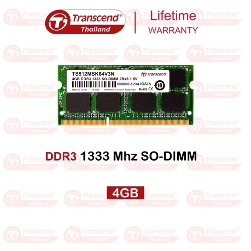 ram-Memory for Notebook DDR3-1333 16 Chips 4GB : Transcend As the ...