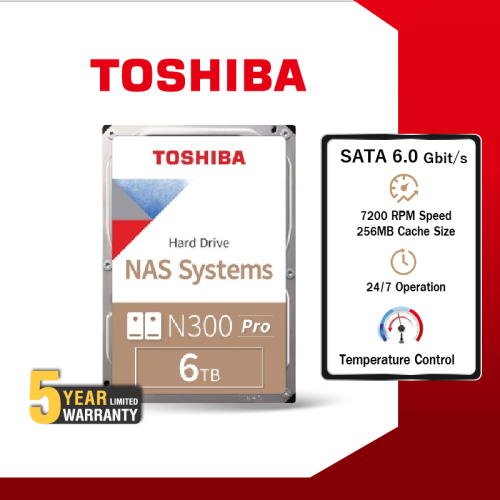Toshiba Internal HDD NAS Pro HDD (6TB) TSB INT 3.5" (N300 Pro) NAS ...