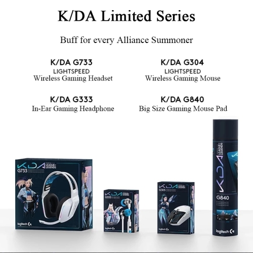 New Logitech G333 3.5mm KDA Limited Edition In-Ear Gaming Headphones ...