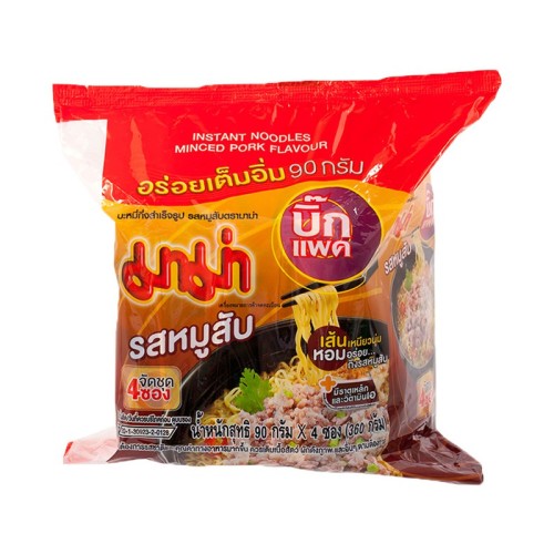 ⚡️ส่งฟรี⚡️ มาม่าบะหมี่รสหมูสับบิ๊กแพค 90 กรัม บรรจุ 4 ชิ้น MAMA Big ...