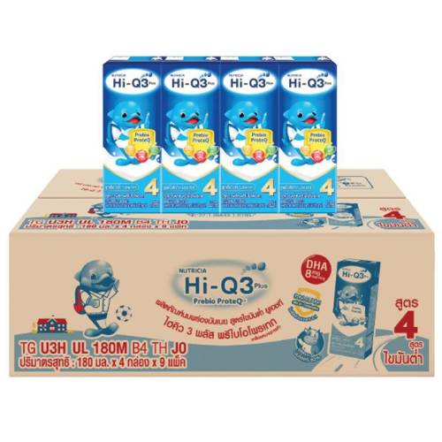 ไฮคิว3พลัสนมยูเอชทีเนเชอรัลโพรเทกไขมันต่ำ 180มล แพค 36 Hi Q 3 Plus UHT ...